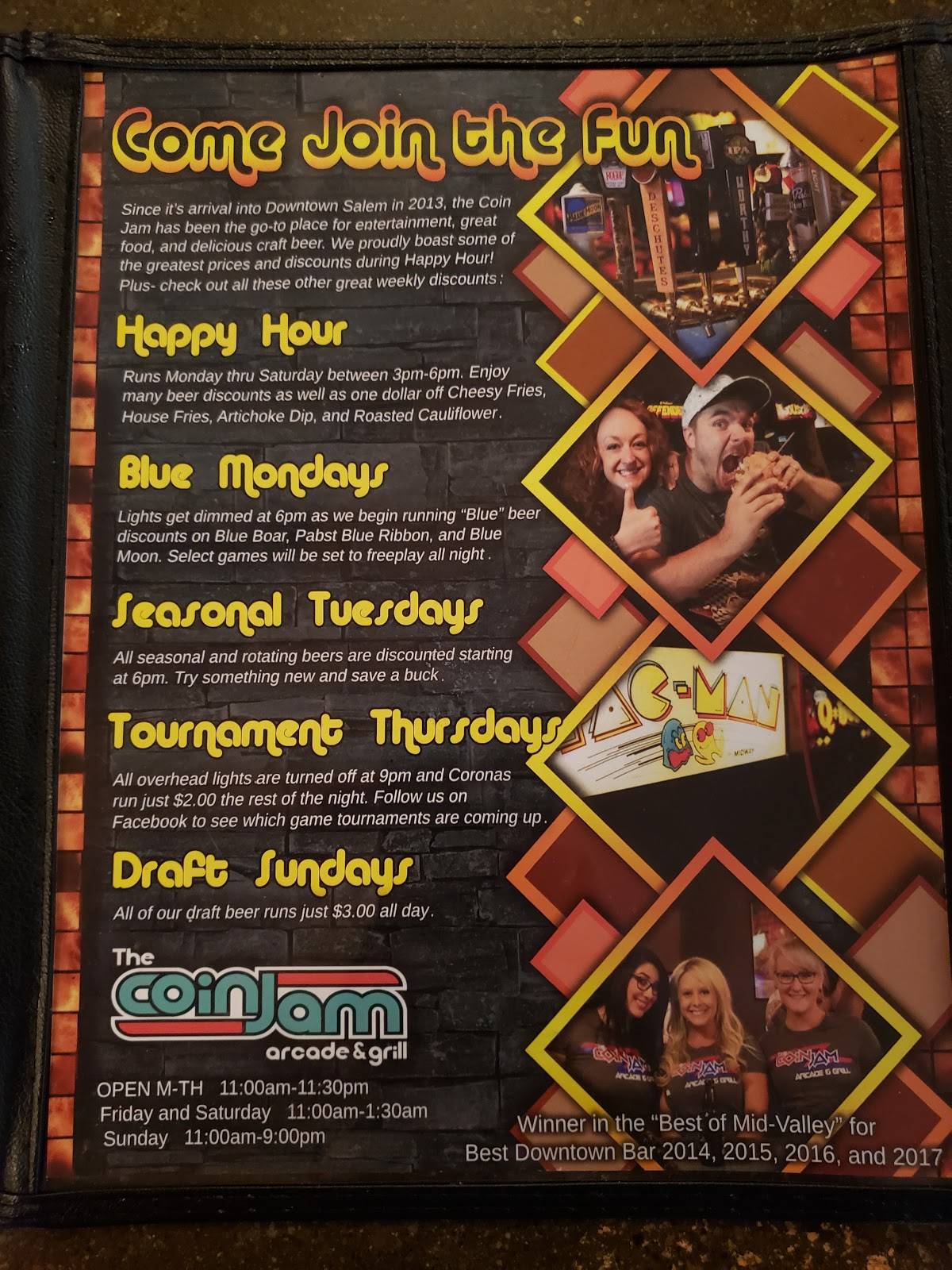 Menu at The Coin Jam pub & bar, Salem