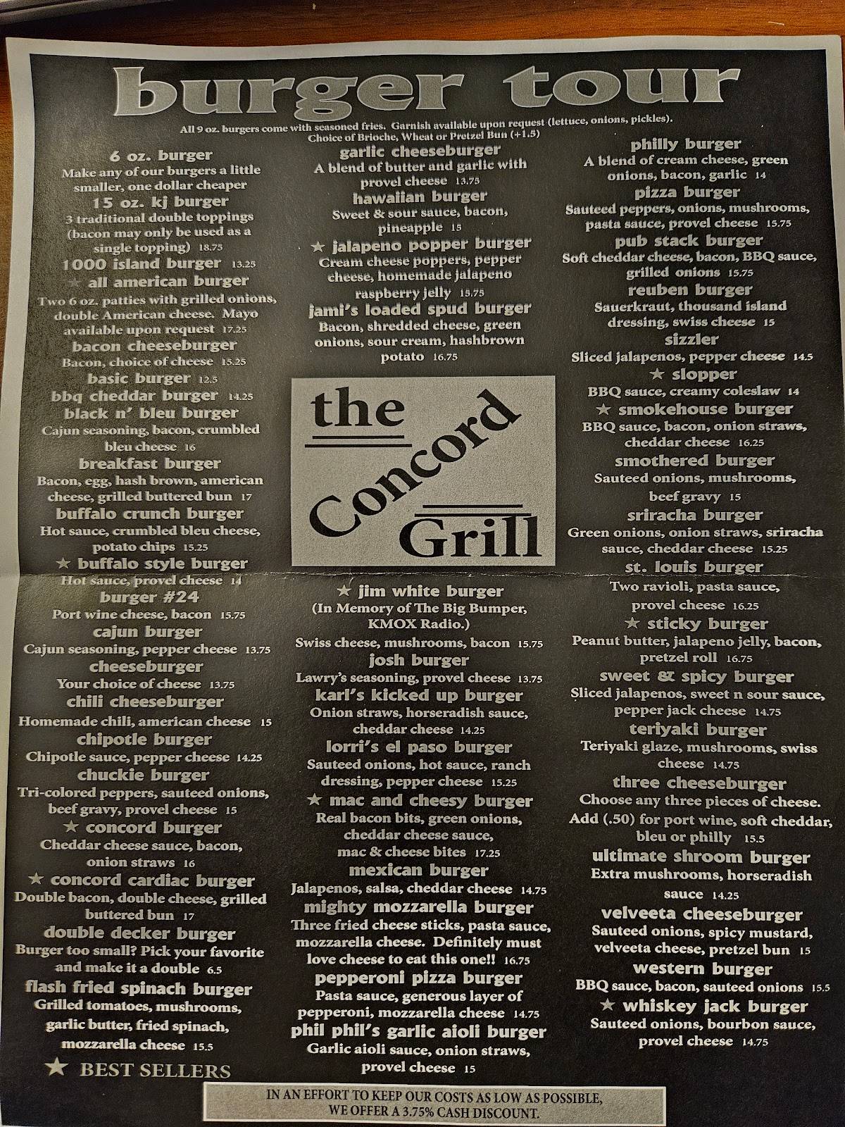 Menu at The Concord Grill BBQ, Concord, Concord Village Ave