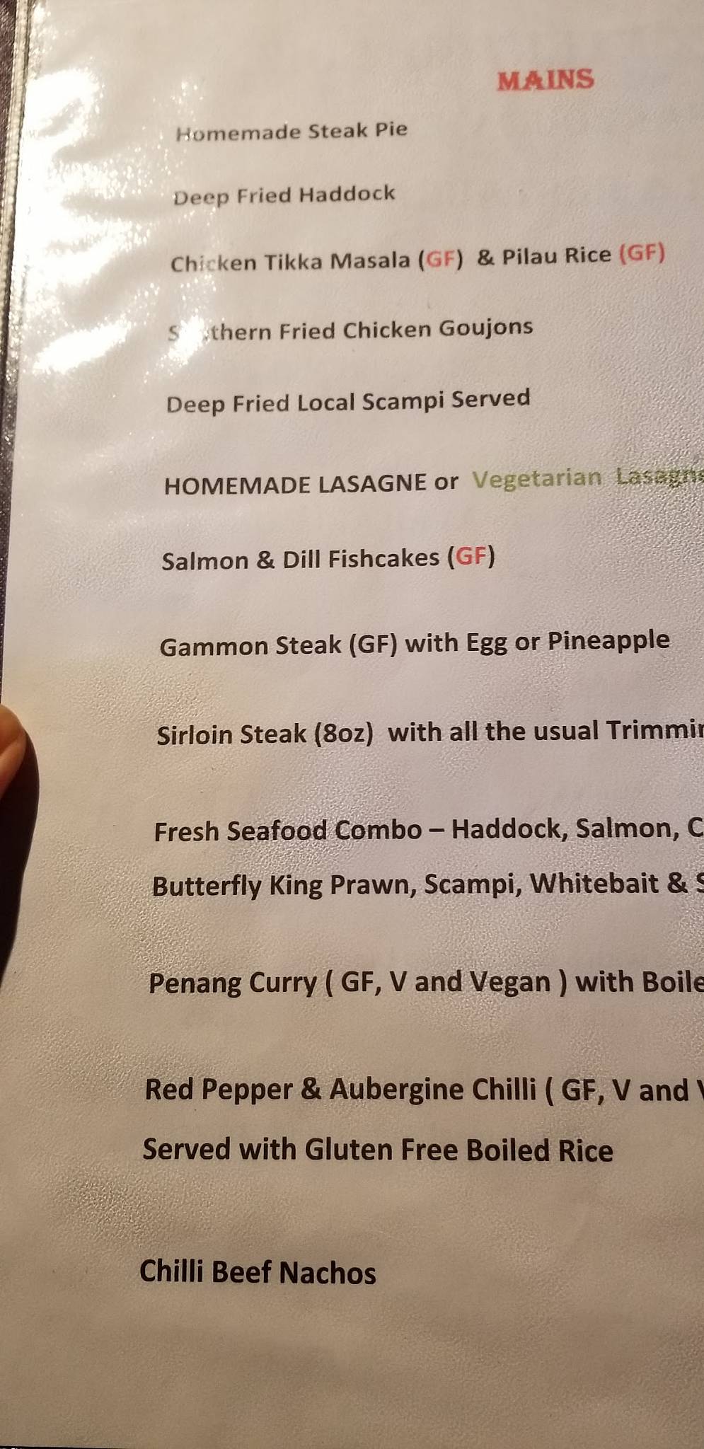 Menu at The Contented Sole pub & bar, Eyemouth, Old Quay