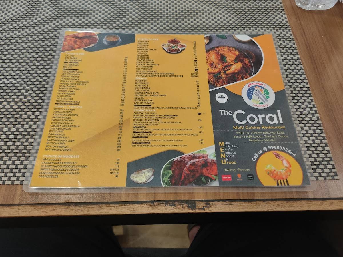 Menu at The Coral - Multi Cuisine Restaurant, Bengaluru