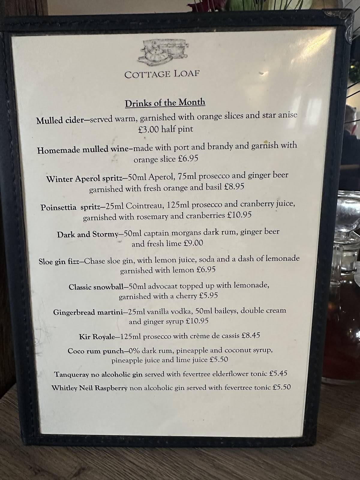Menu at The Cottage Loaf pub & bar, Llandudno