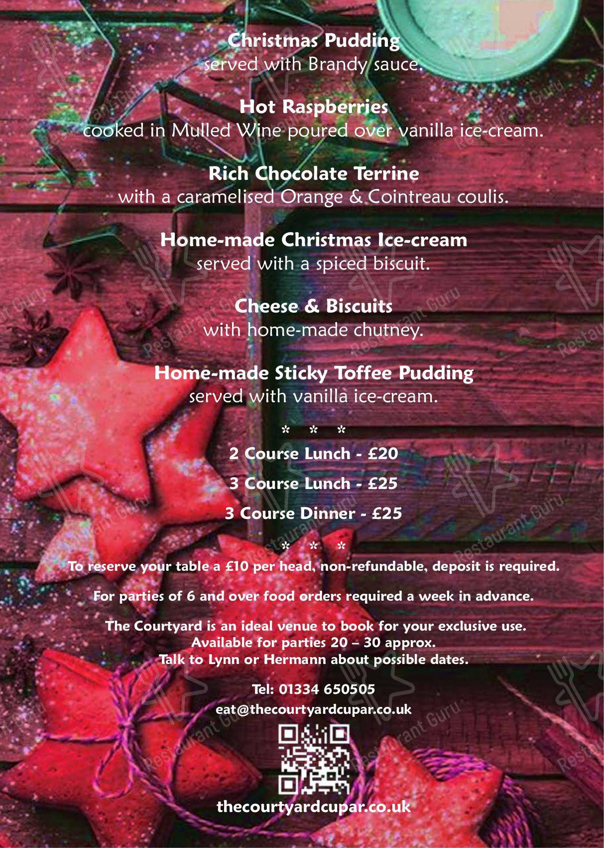 Menu at The Courtyard restaurant, Cupar