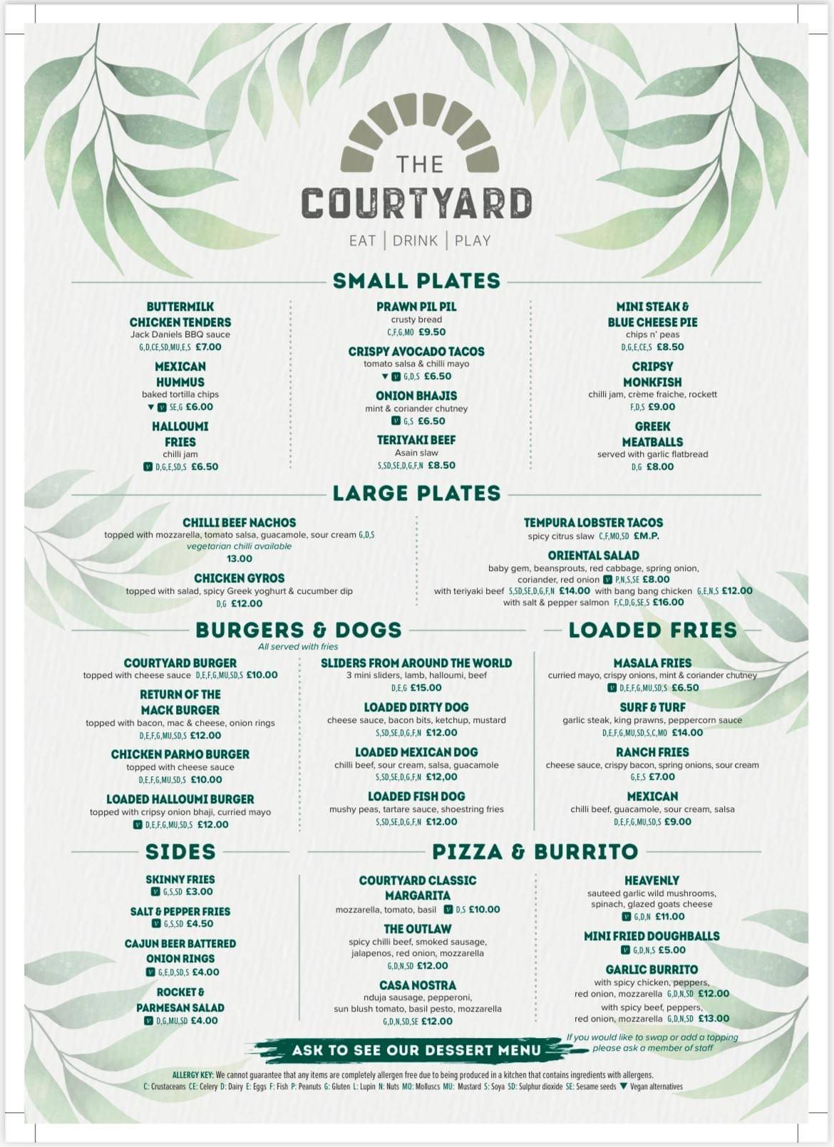 Menu at The Courtyard pub & bar, Retford