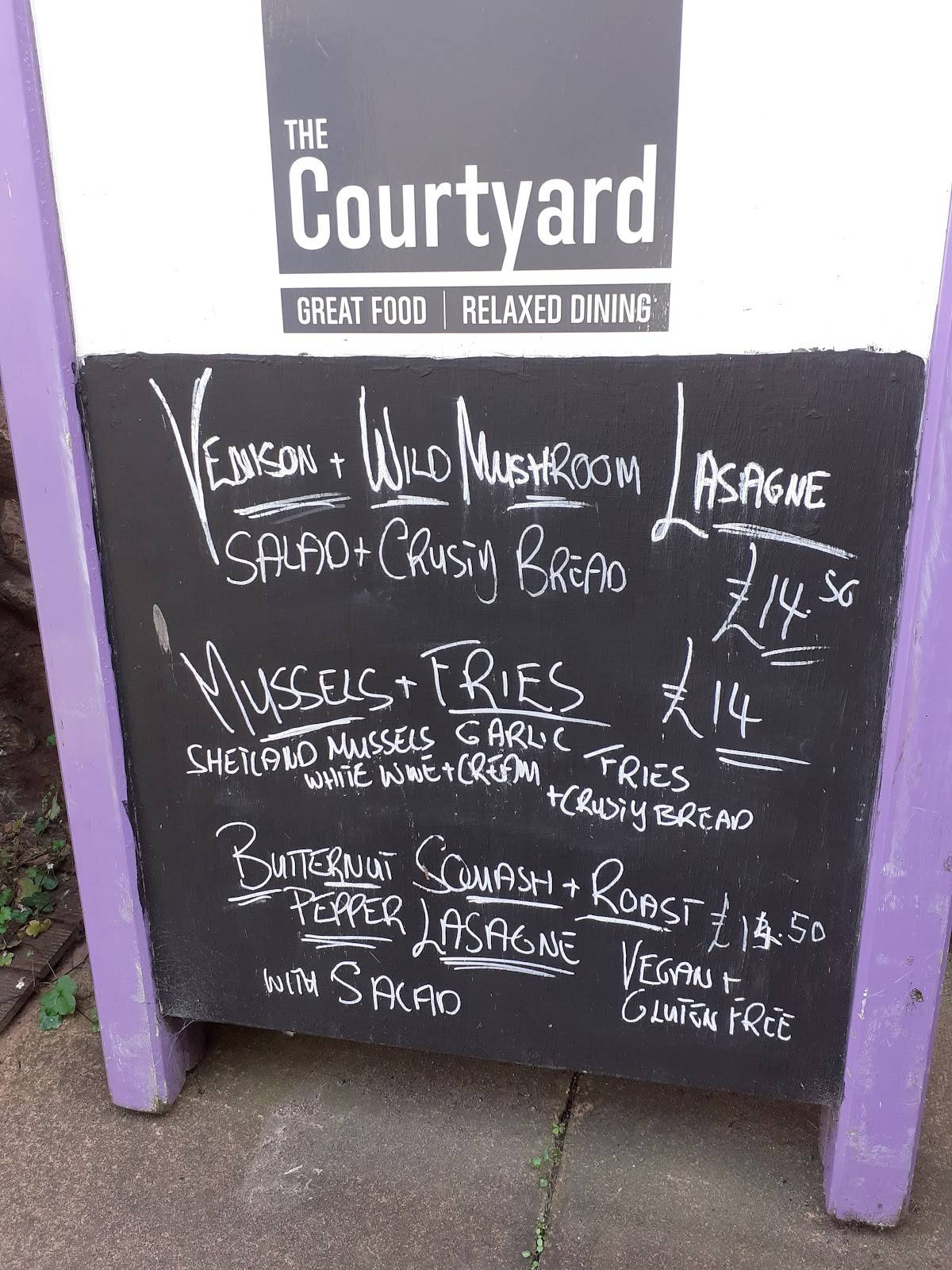 Menu at The Courtyard restaurant, Cupar