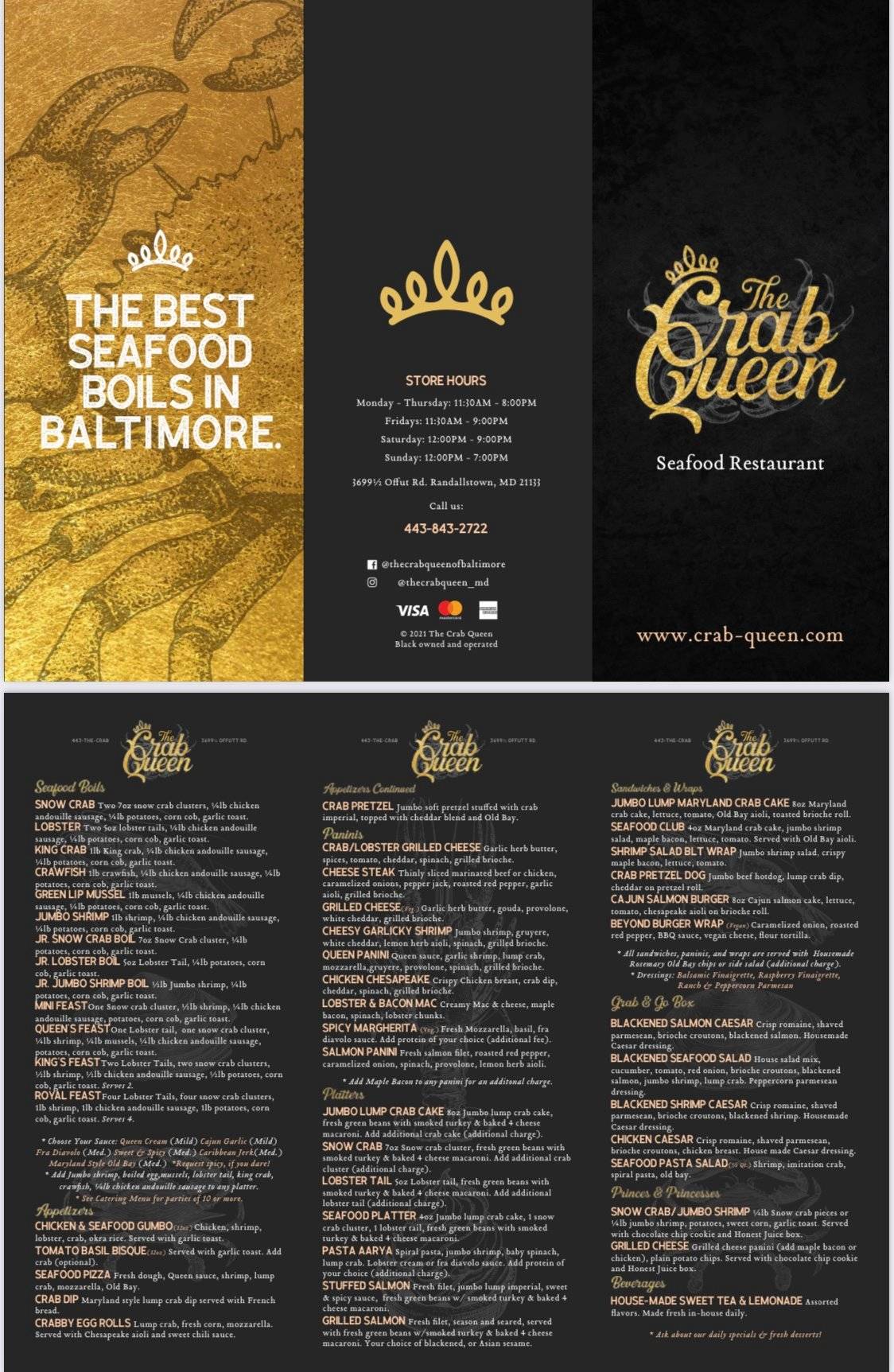 Menu at The Crab Queen restaurant, Randallstown