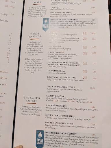 Menu at The Croft Bar & Restaurant, Glasgow