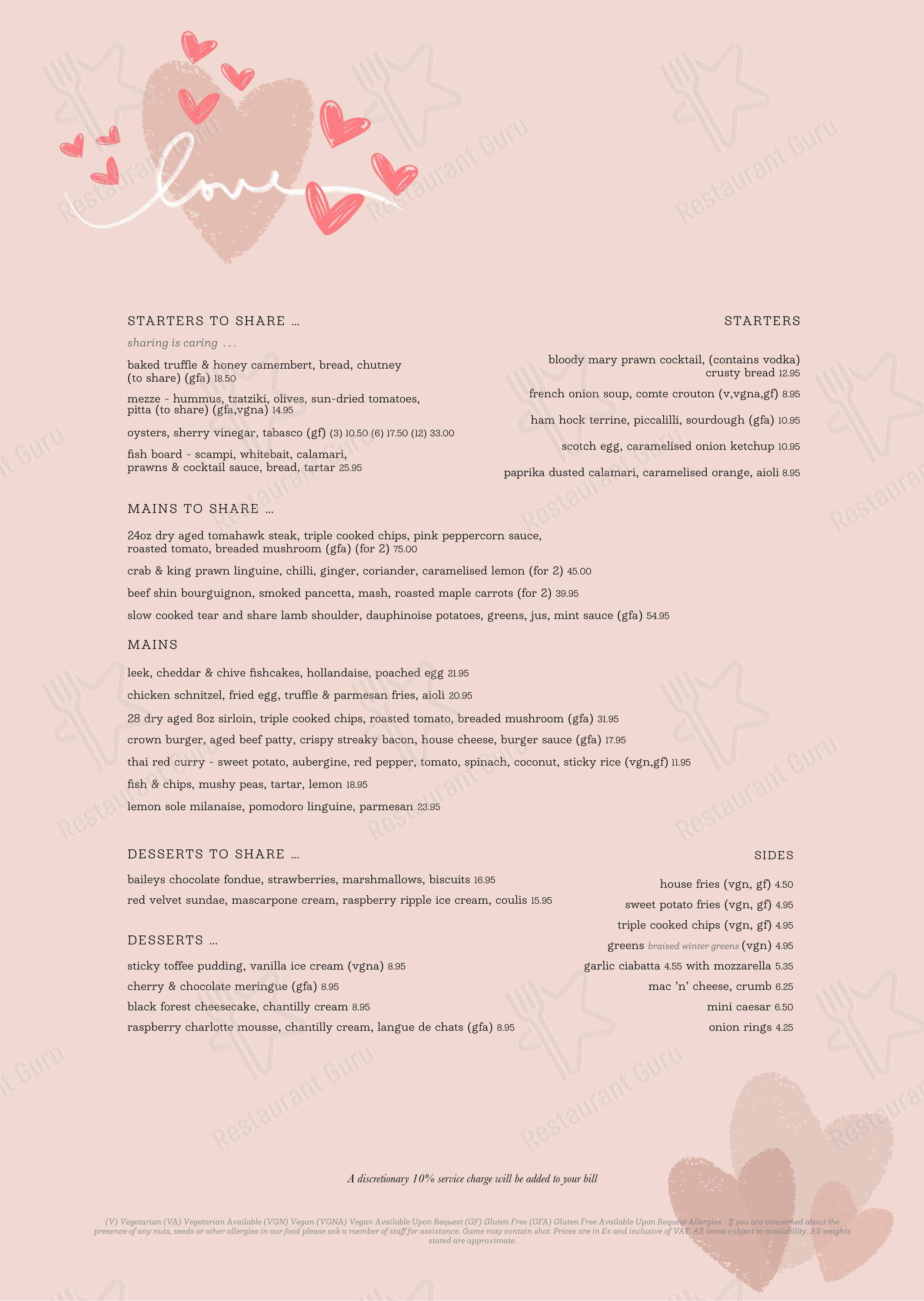 Menu at The Crown pub & bar, Henlow, 2 High St