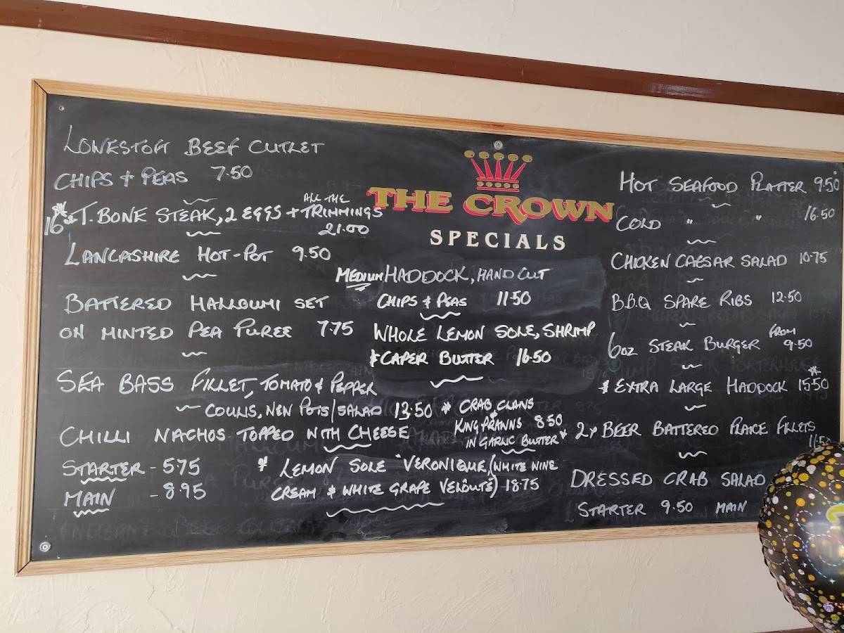 Menu at The Crown pub & bar, Lowestoft