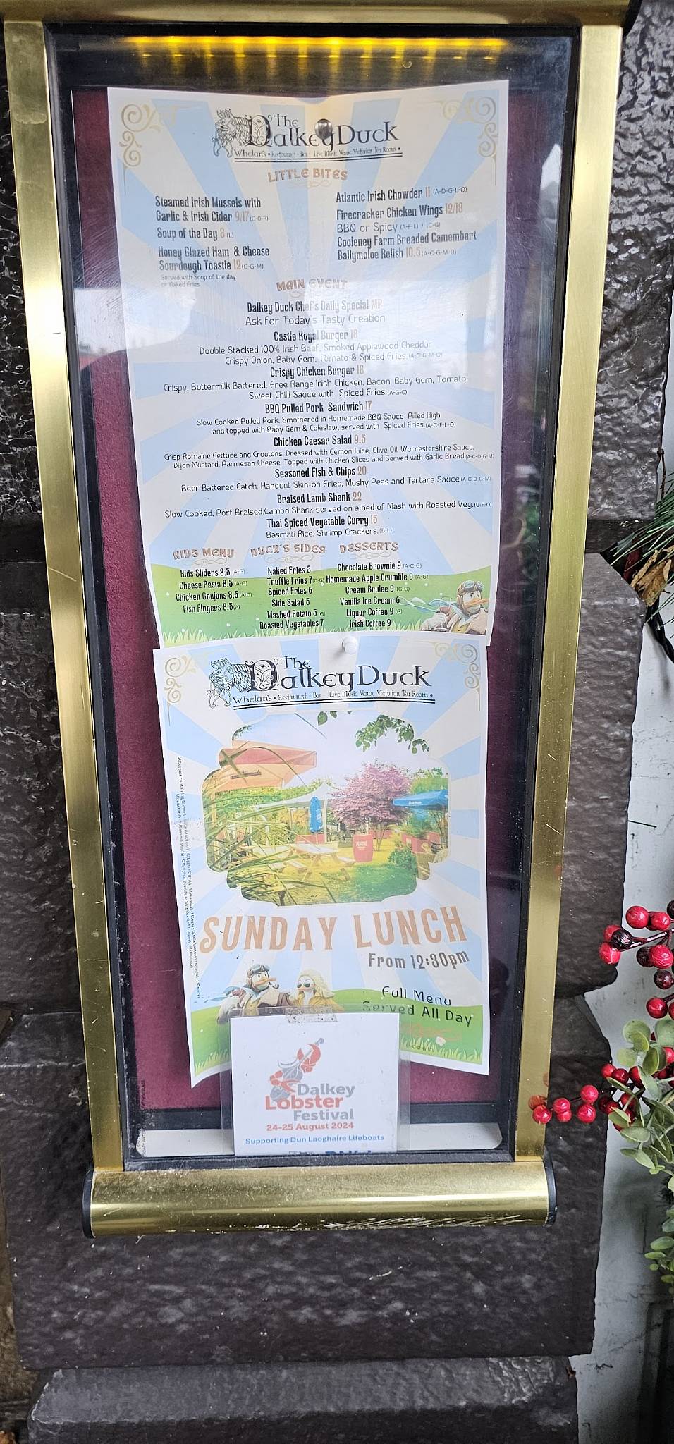 Menu at The Dalkey Duck pub & bar, Dublin