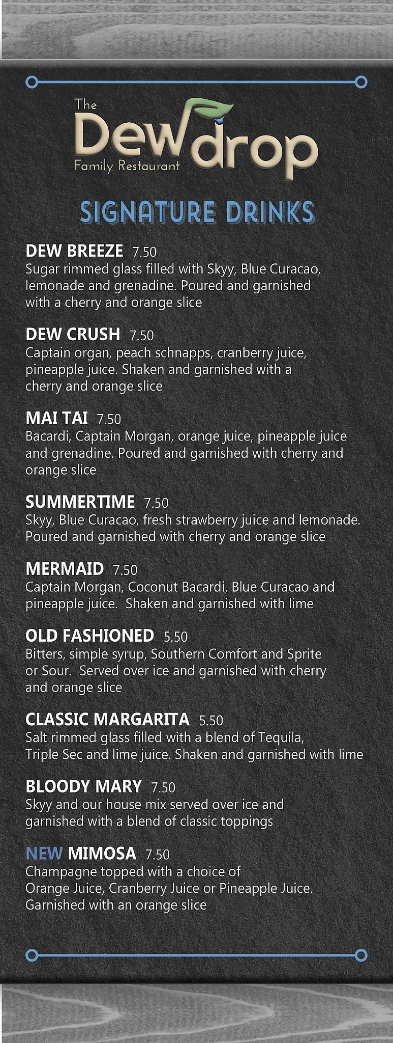 Menu at Dewdrop Family Restaurant, Gladstone