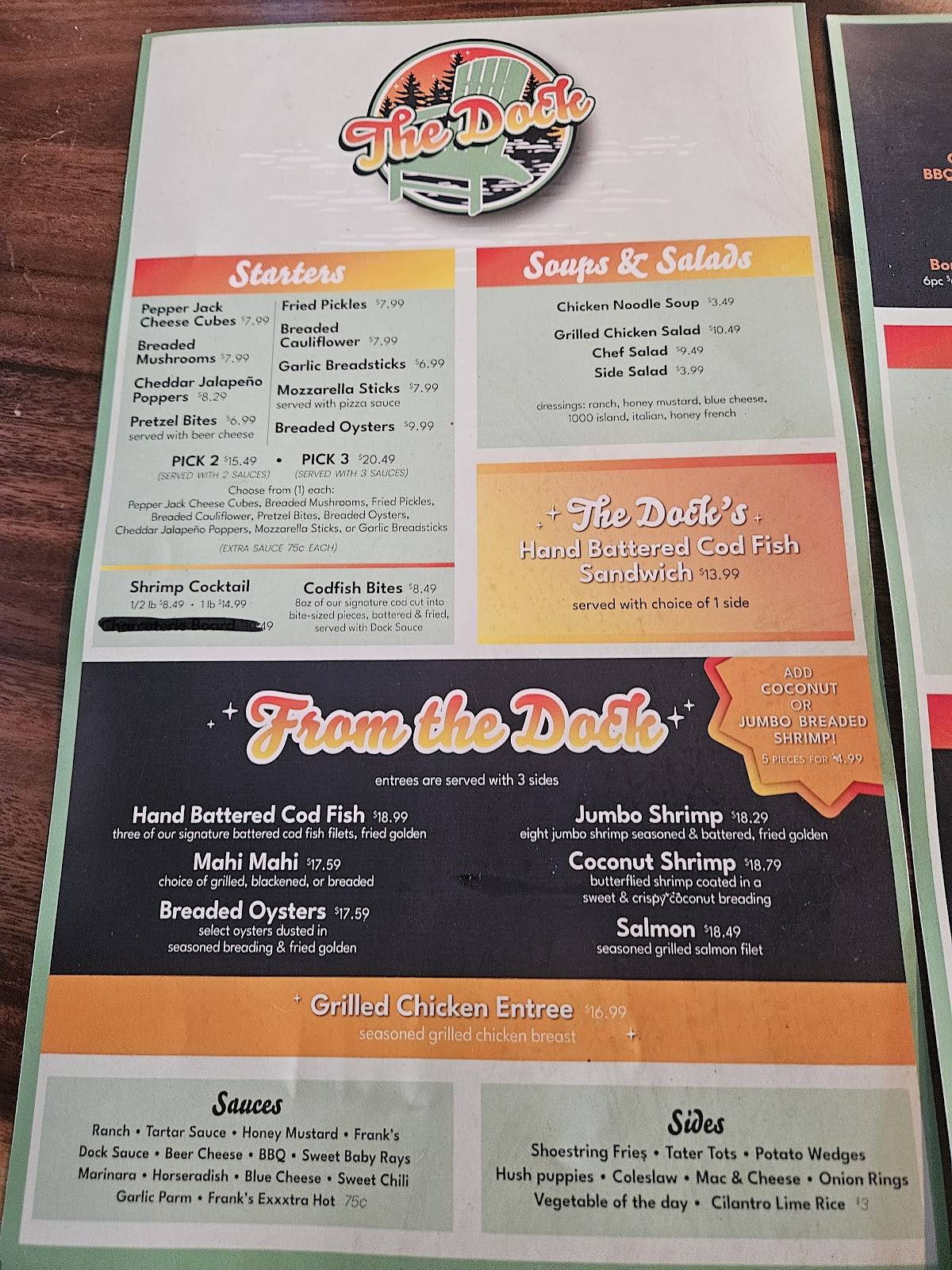 Menu at The Dock Restaurant and Bar, Leavenworth