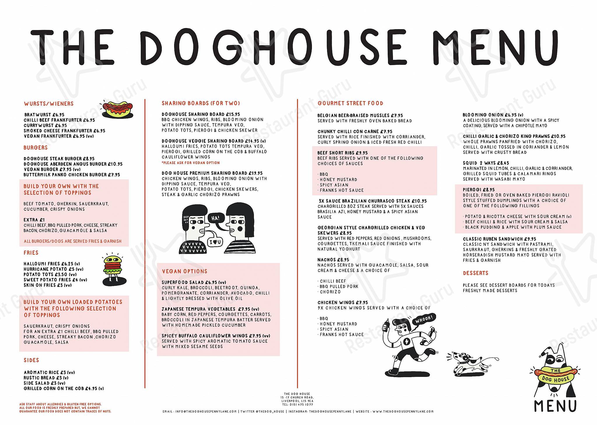 Menu at The Dog House pub & bar, Liverpool