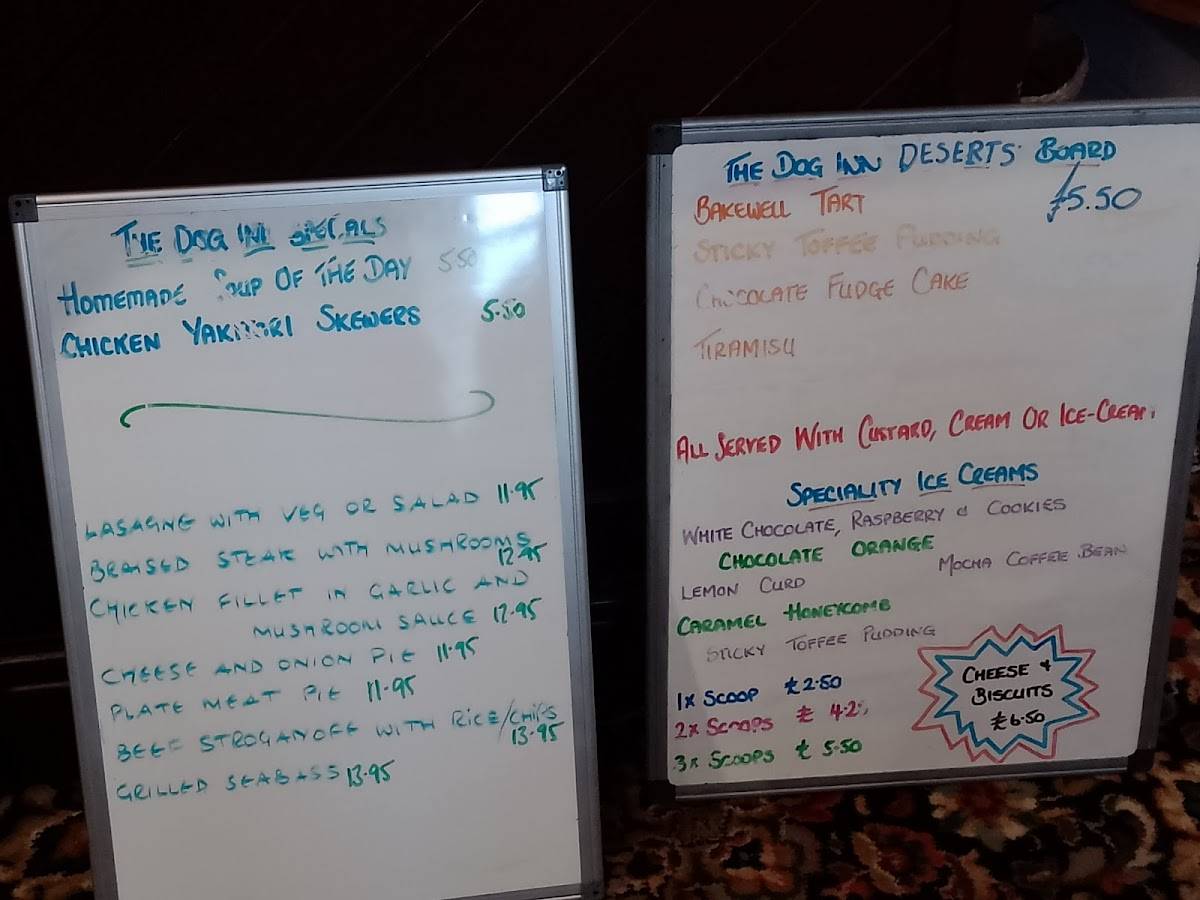 Menu at The Dog Inn, Whalley pub & bar, Barrow