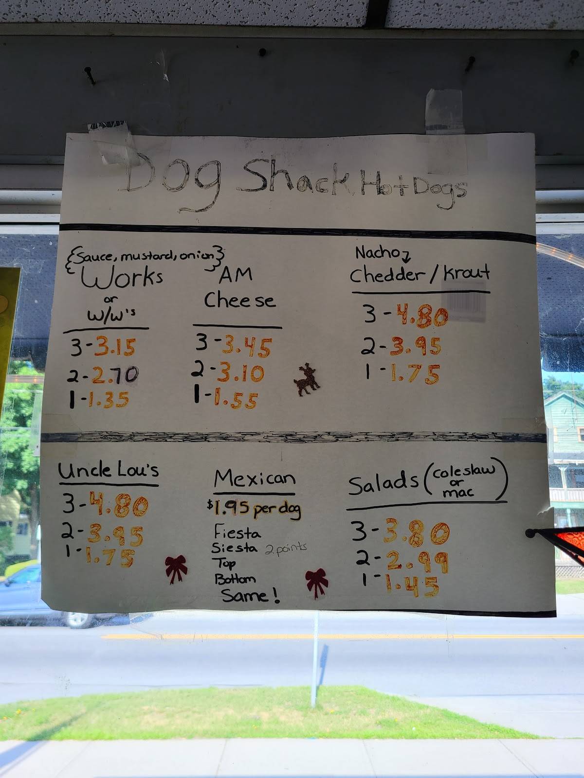 Menu at The Dog Shack restaurant, Hudson Falls
