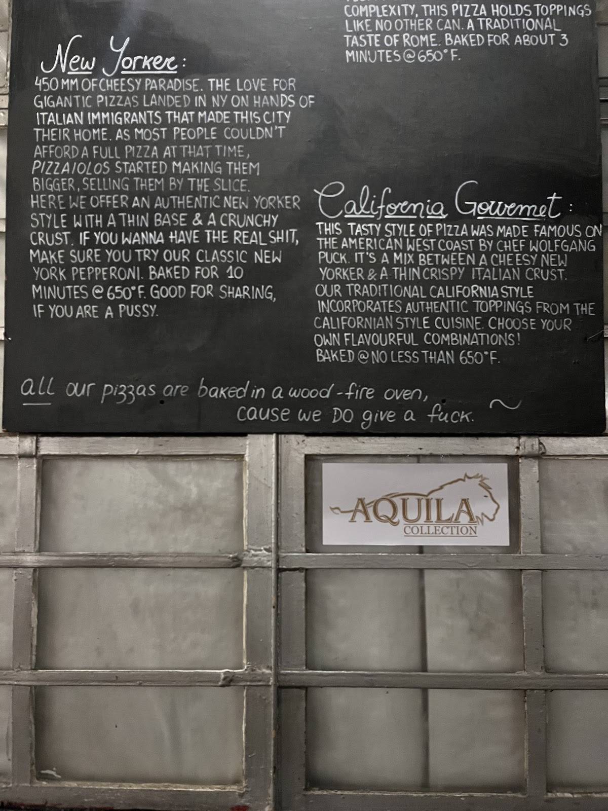 Menu at The Dog's Bollocks at YARD restaurant, Cape Town