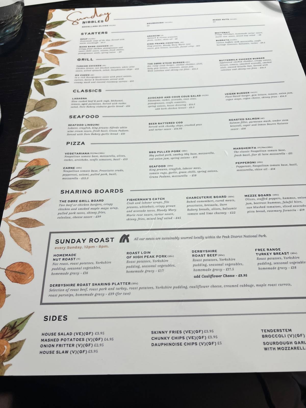 Menu at The Dore Bar & Grill, Sheffield