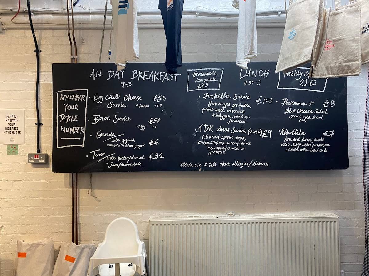 Menu at The Dusty Knuckle Bakery, London