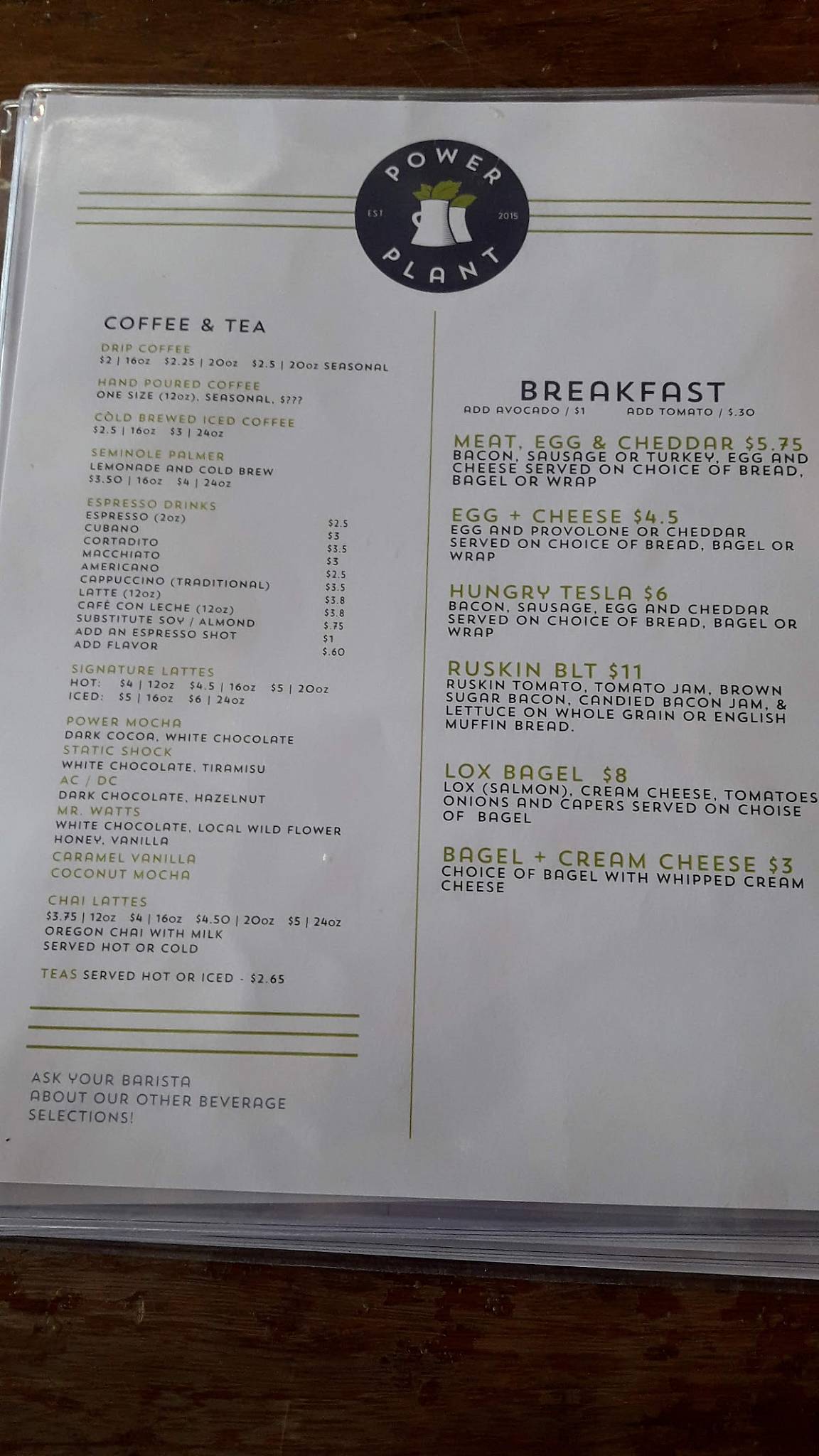 Menu at The Edison - Restaurant Tallahassee, Tallahassee