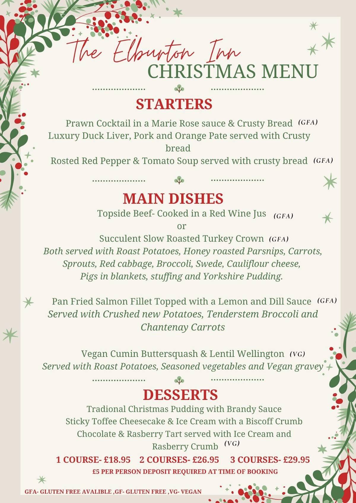 Menu at The Elburton Inn pub & bar, Plymouth