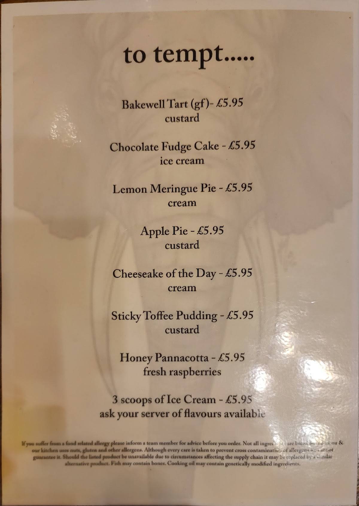 Menu at The Elephant pub & bar, Crewe, 289 Newcastle Rd