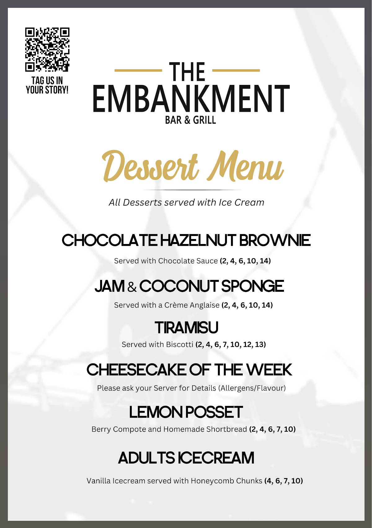 Menu at The Embankment Bar & Grill, Londonderry