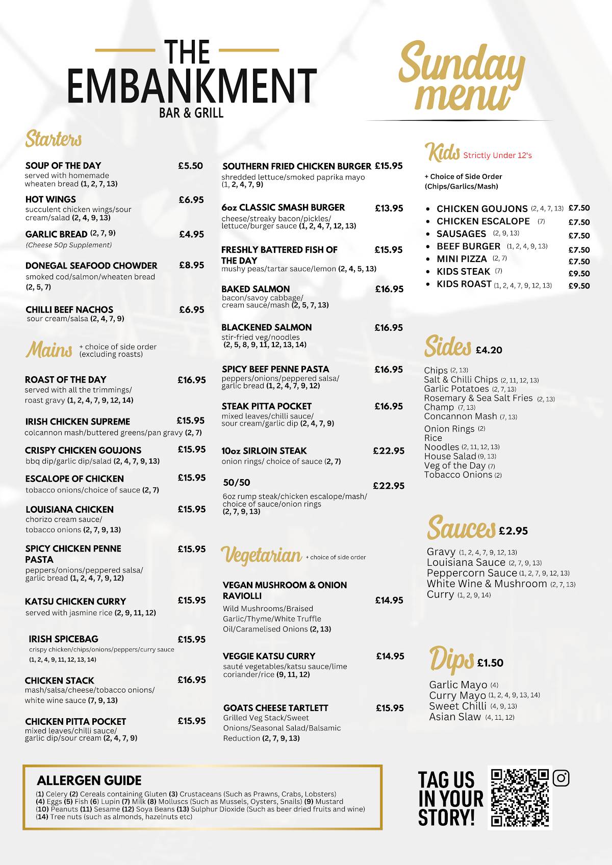 Menu at The Embankment Bar & Grill, Londonderry