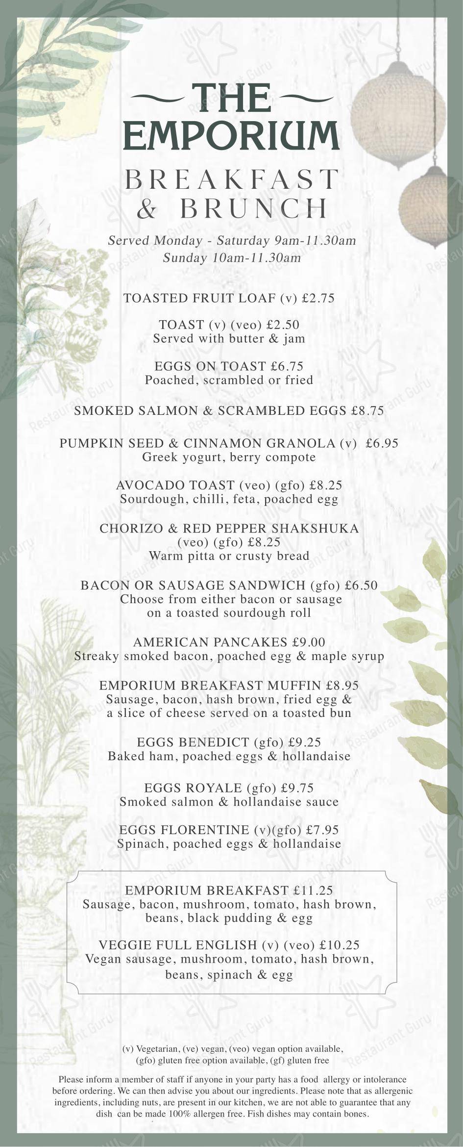 Menu at The Emporium pub & bar, Clitheroe