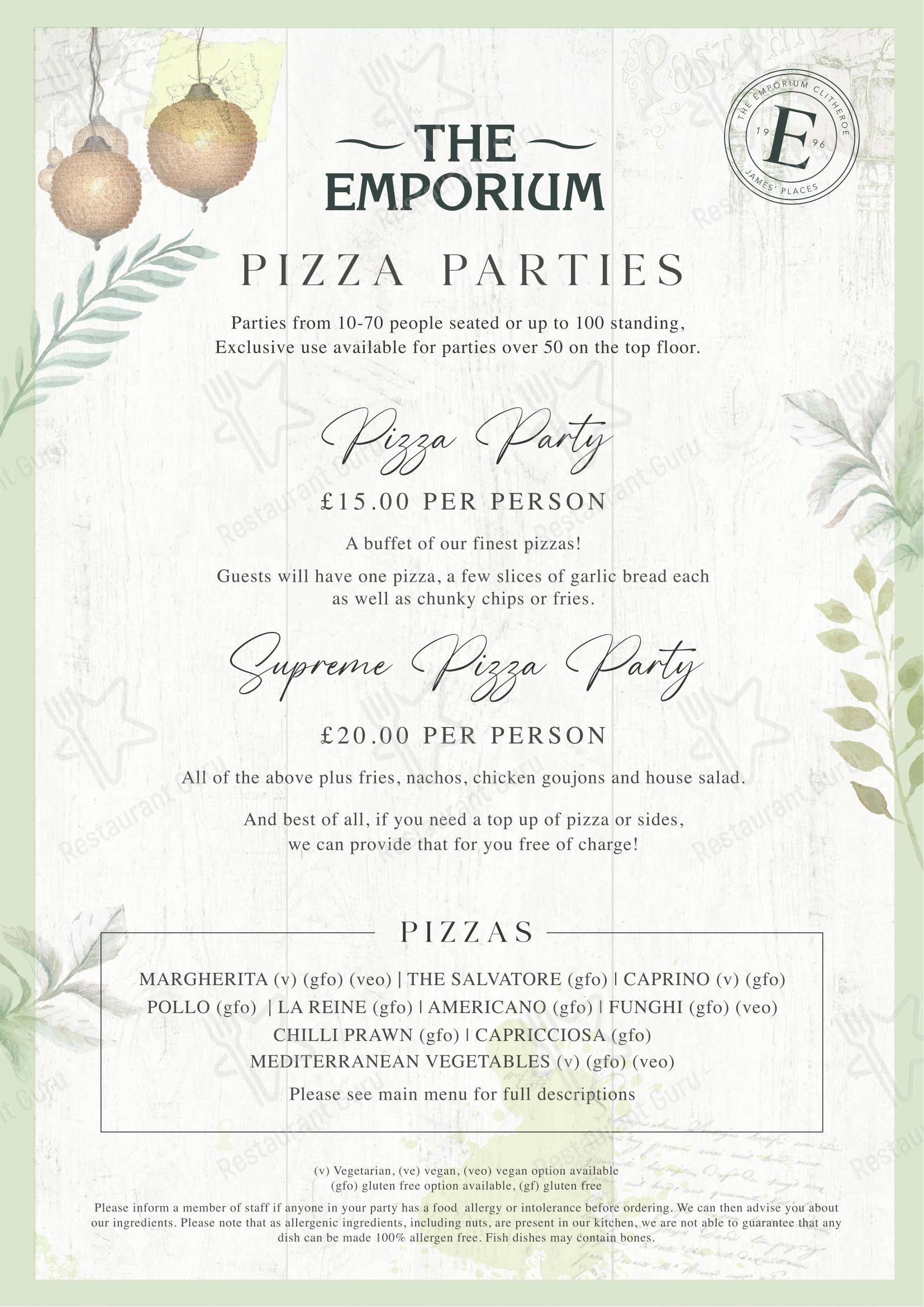 Menu at The Emporium pub & bar, Clitheroe