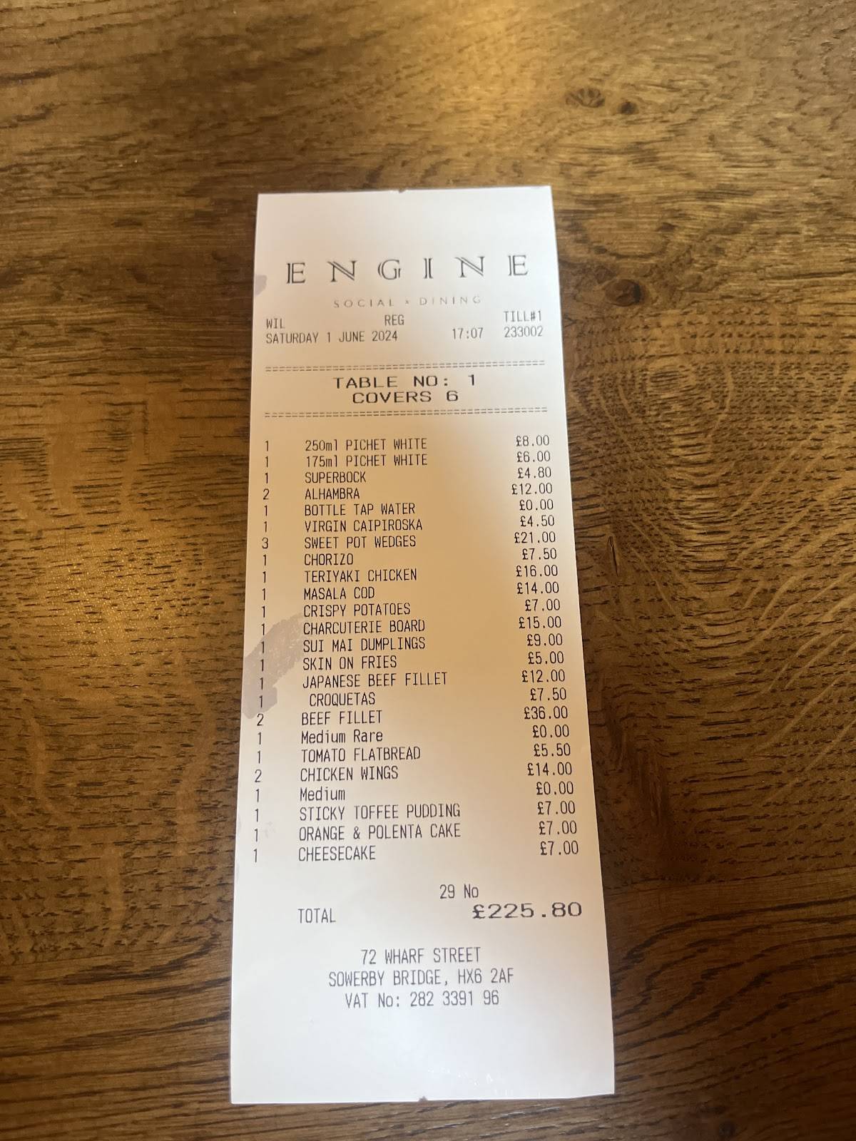 Menu at The Engine Room cafe, Halifax