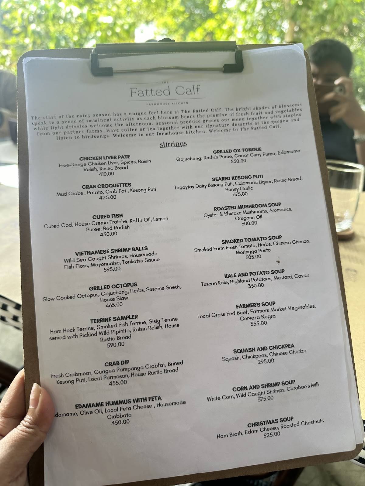Menu at The Fatted Calf Tagaytay restaurant, Silang