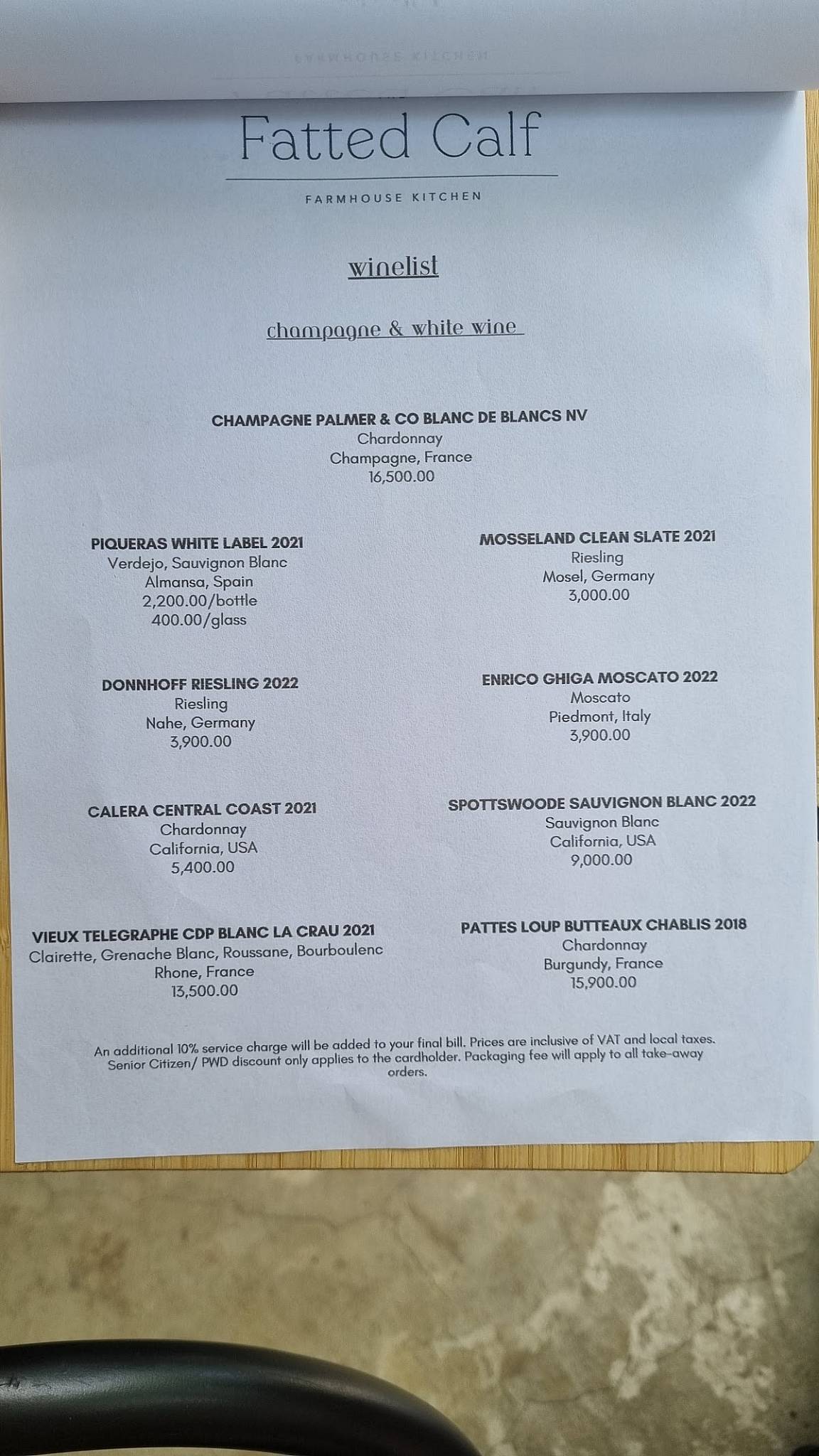 Menu at The Fatted Calf Tagaytay restaurant, Silang