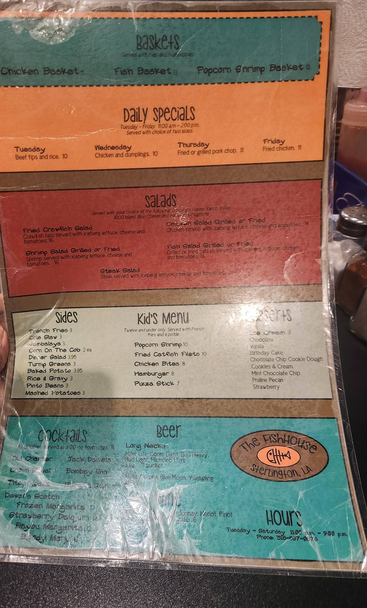 Menu at The Fish House restaurant, Monroe, 8823 US-165 #6