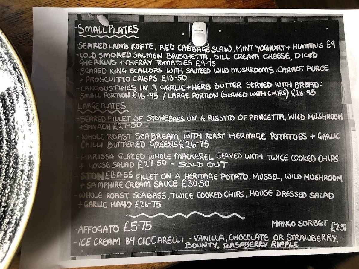Menu at The Fish Shack restaurant, Warkworth
