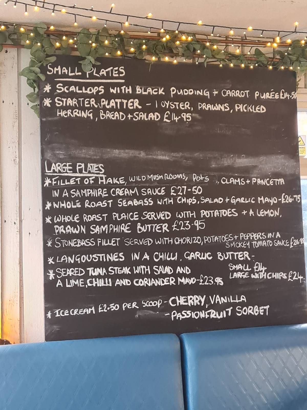 Menu at The Fish Shack restaurant, Warkworth