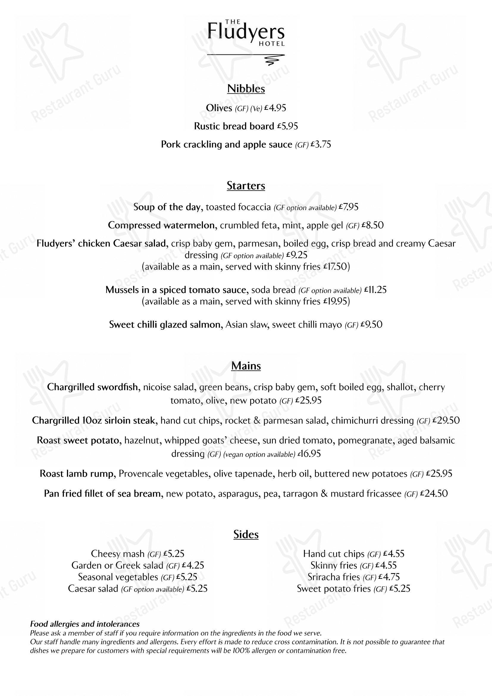 Menu at The Fludyers Hotel pub & bar, Felixstowe