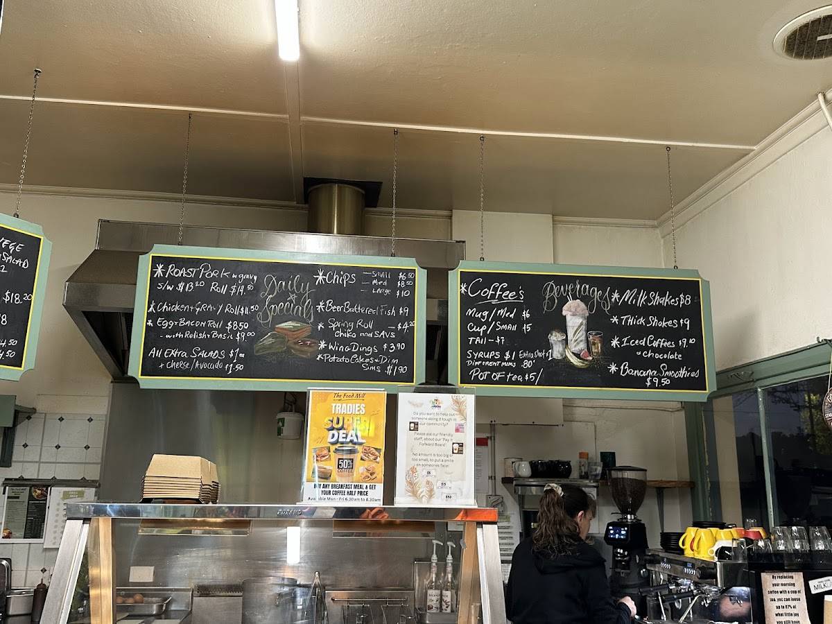 Menu at The Food Mill fast food, Albury