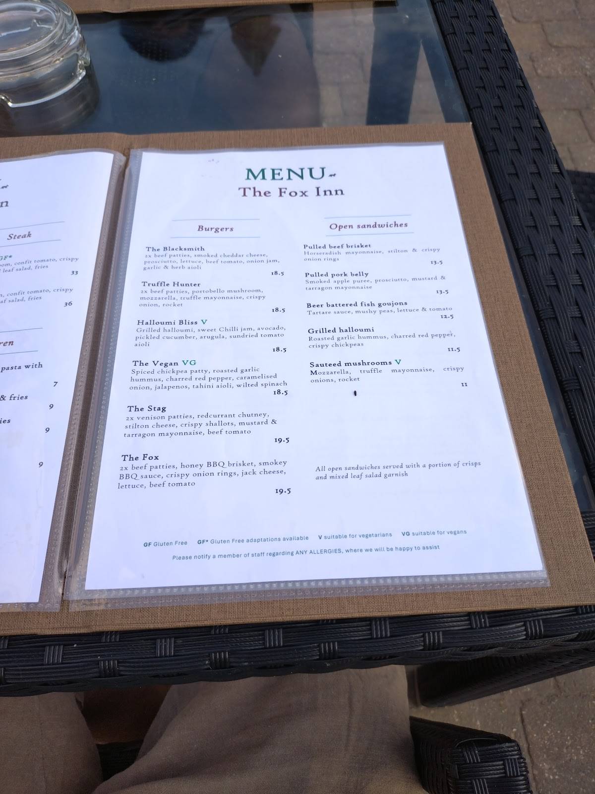 Menu at The Fox Inn pub & bar, Beccles