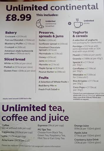 Menu at The Foxburrow Beefeater restaurant, Lowestoft