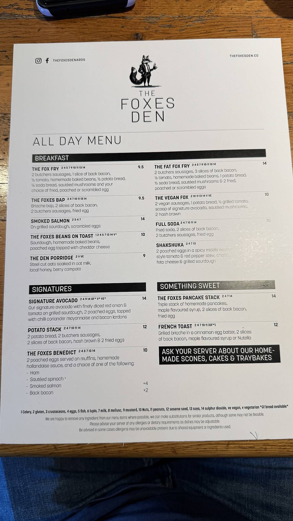 Menu at The Foxes Den Restaurant, Newtownards