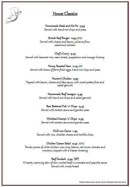Menu at The Friendly Spirit pub & bar, Bridgwater