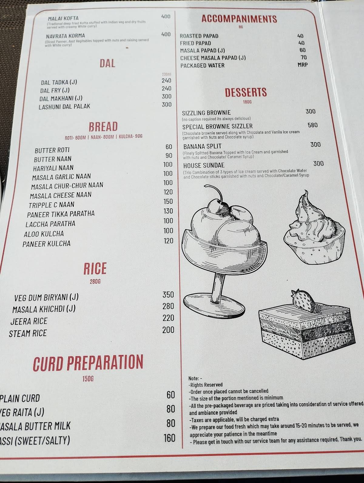 Menu at The Front Yard, Ahmedabad