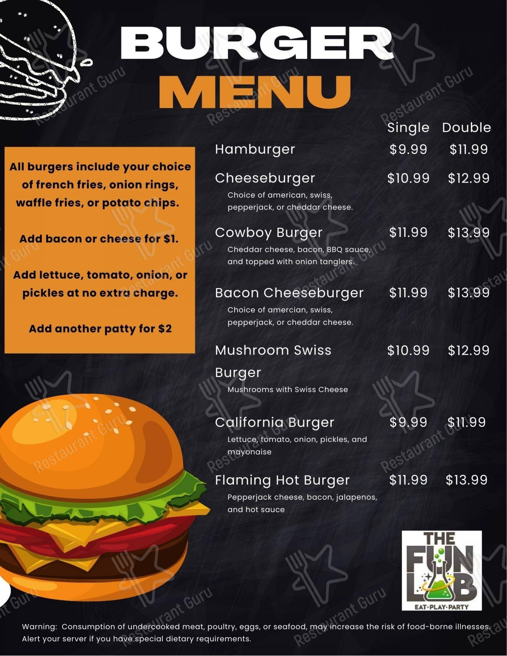 Carta del restaurante The Fun Lab, Blaine