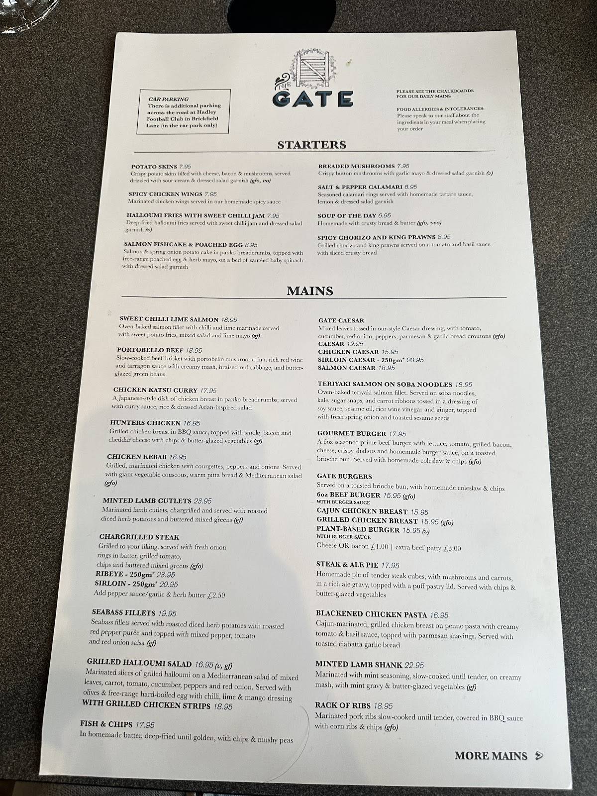 Menu at The Gate pub & bar, Barnet, Barnet Rd