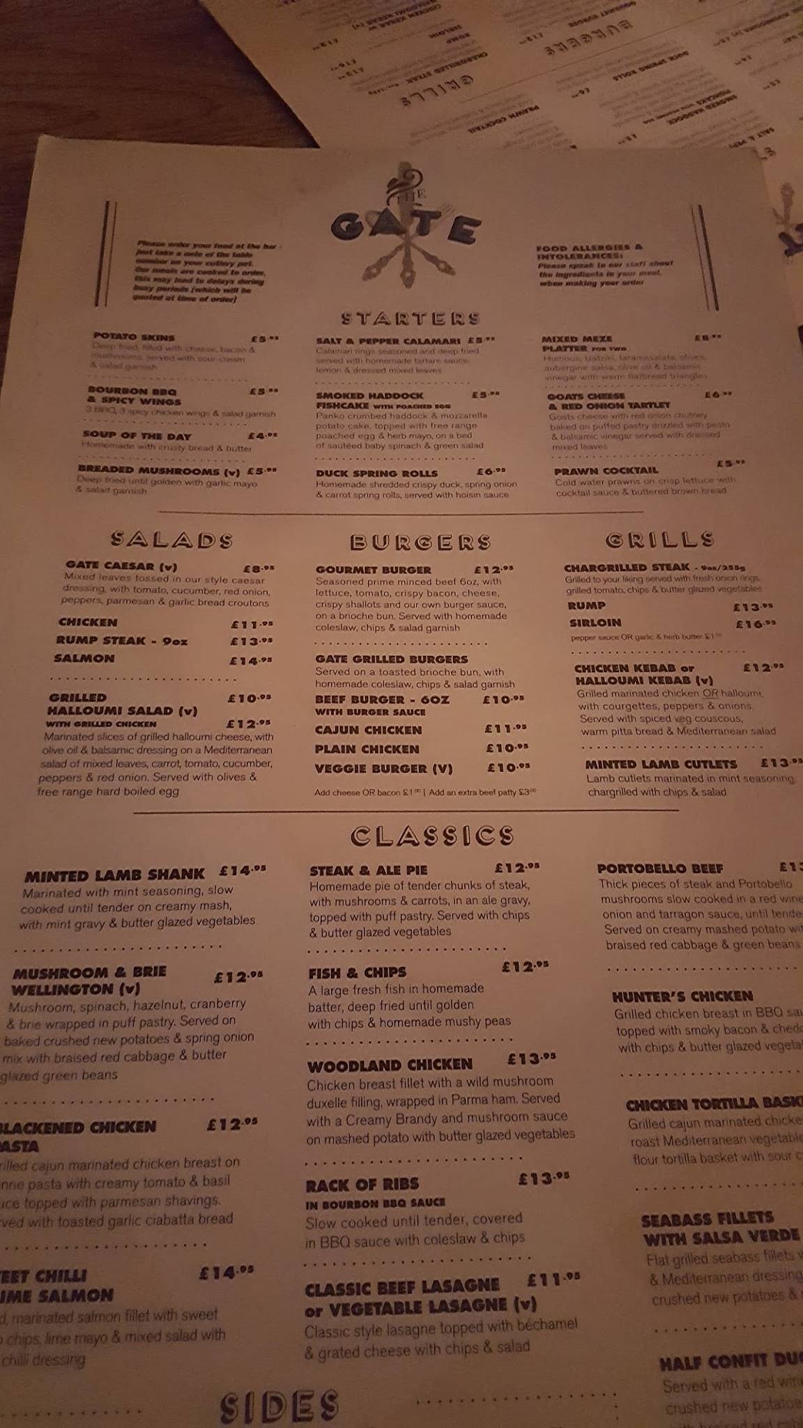 Menu at The Gate pub & bar, Barnet, Barnet Rd