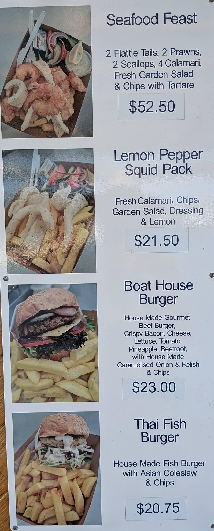 Menu at The Geelong Boat House restaurant, Geelong