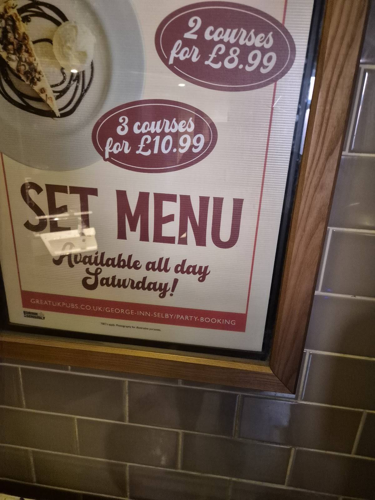 Menu at The George Inn pub & bar, Selby