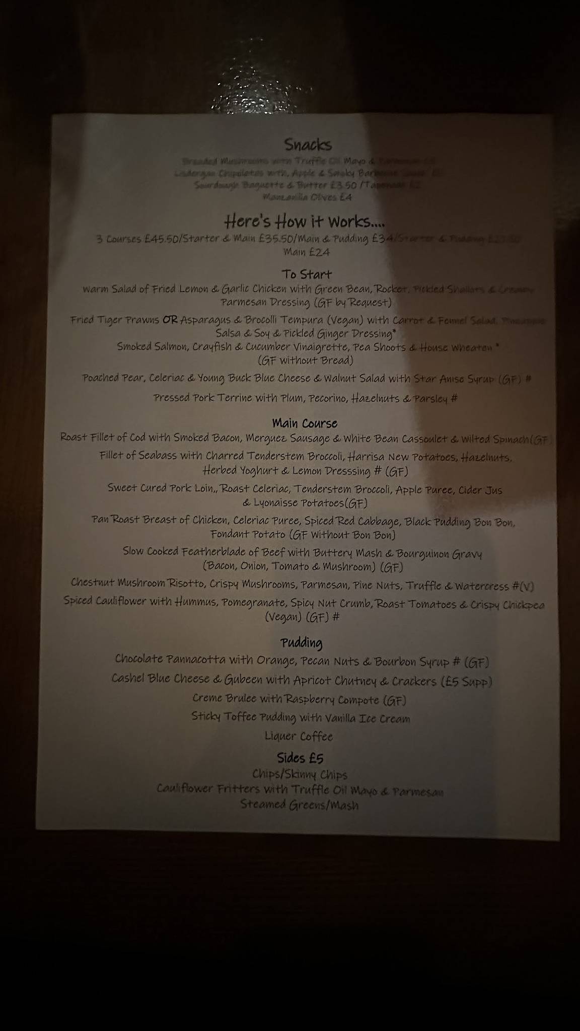 Menu at The Ginger Bistro restaurant, Belfast