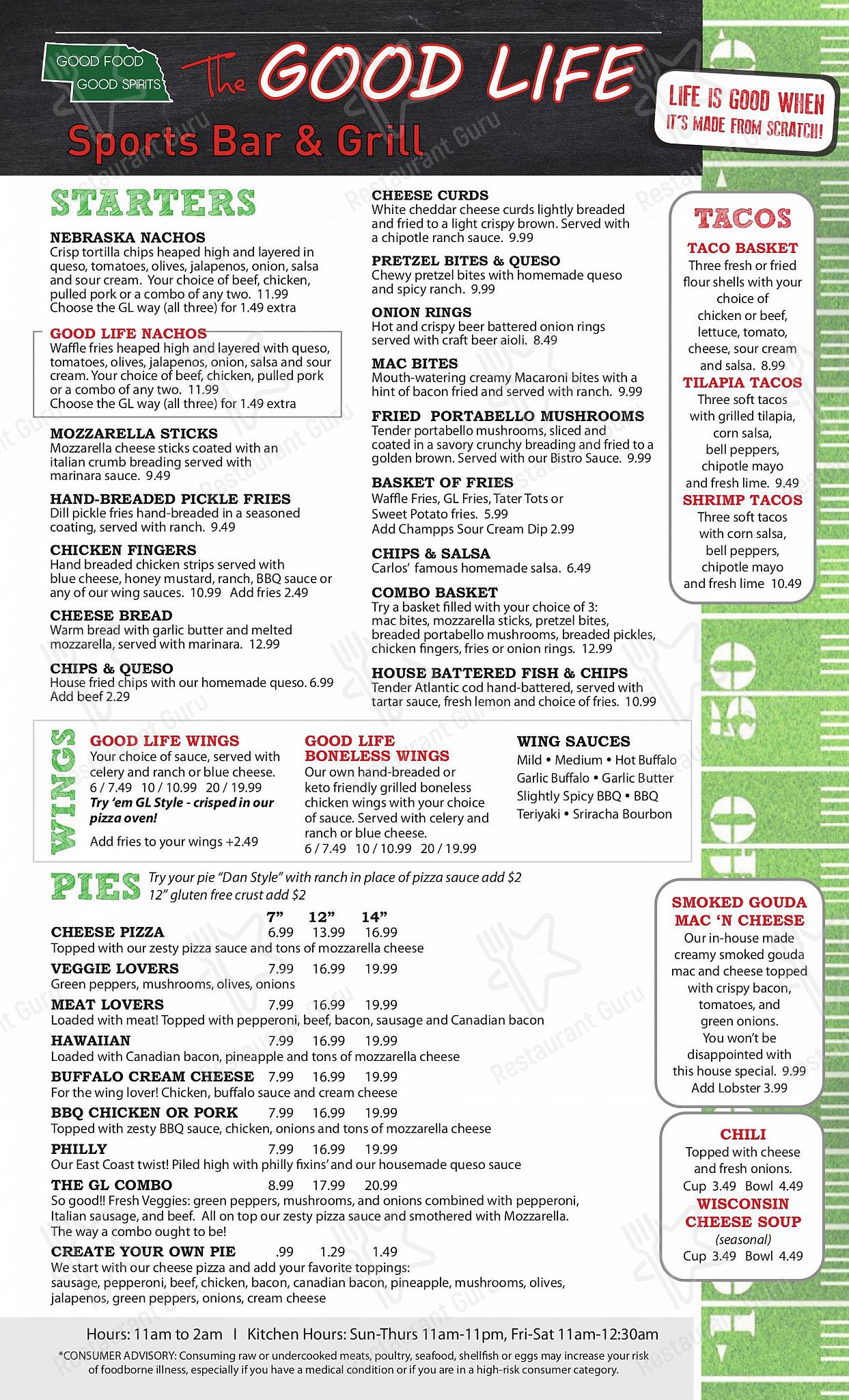 Menu at Good Life Sports Bar & Grill "OG" - 180th & Pacific, Omaha, S ...