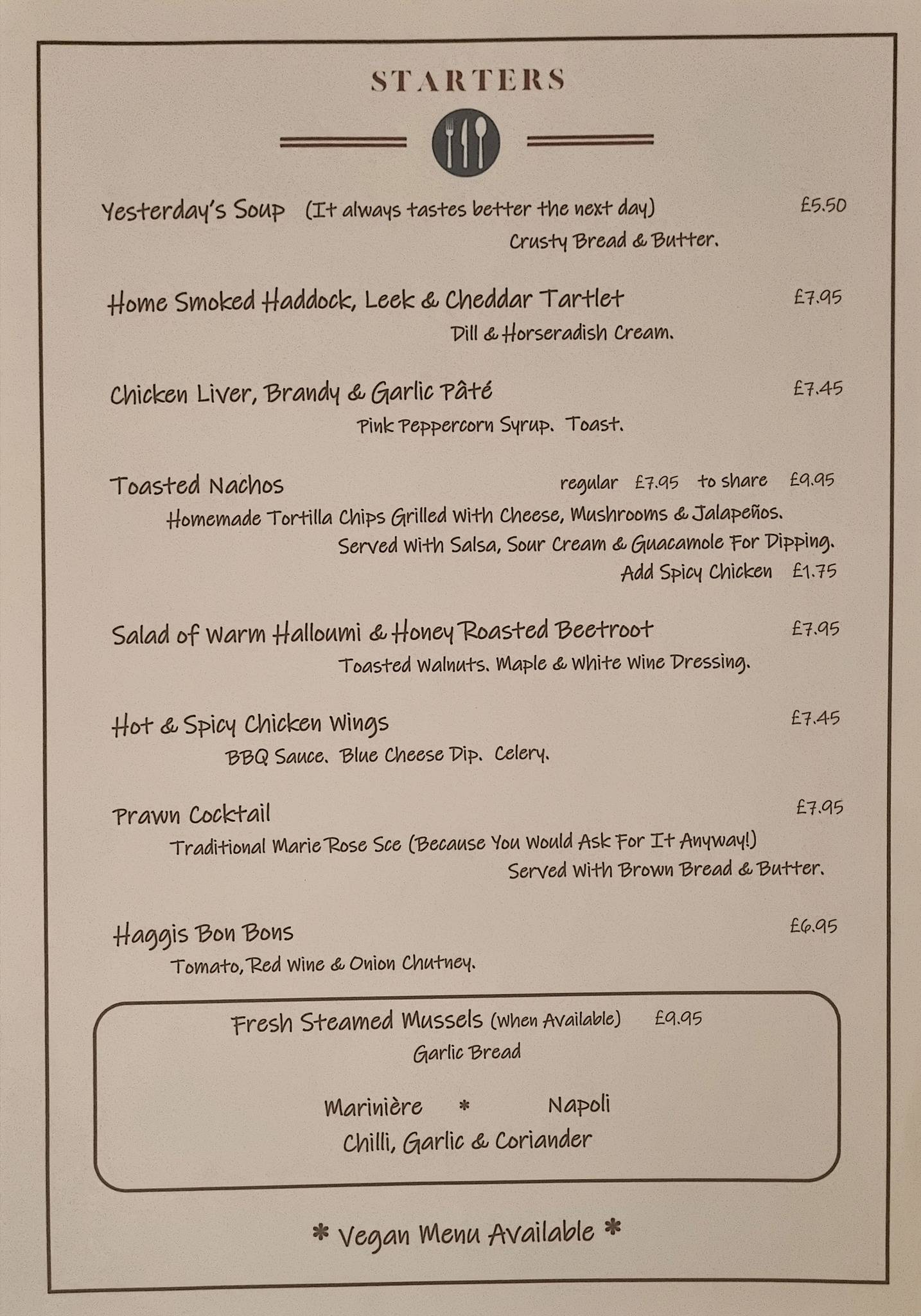 Menu at The Gordon Arms Hotel, West Linton pub & bar, West Linton