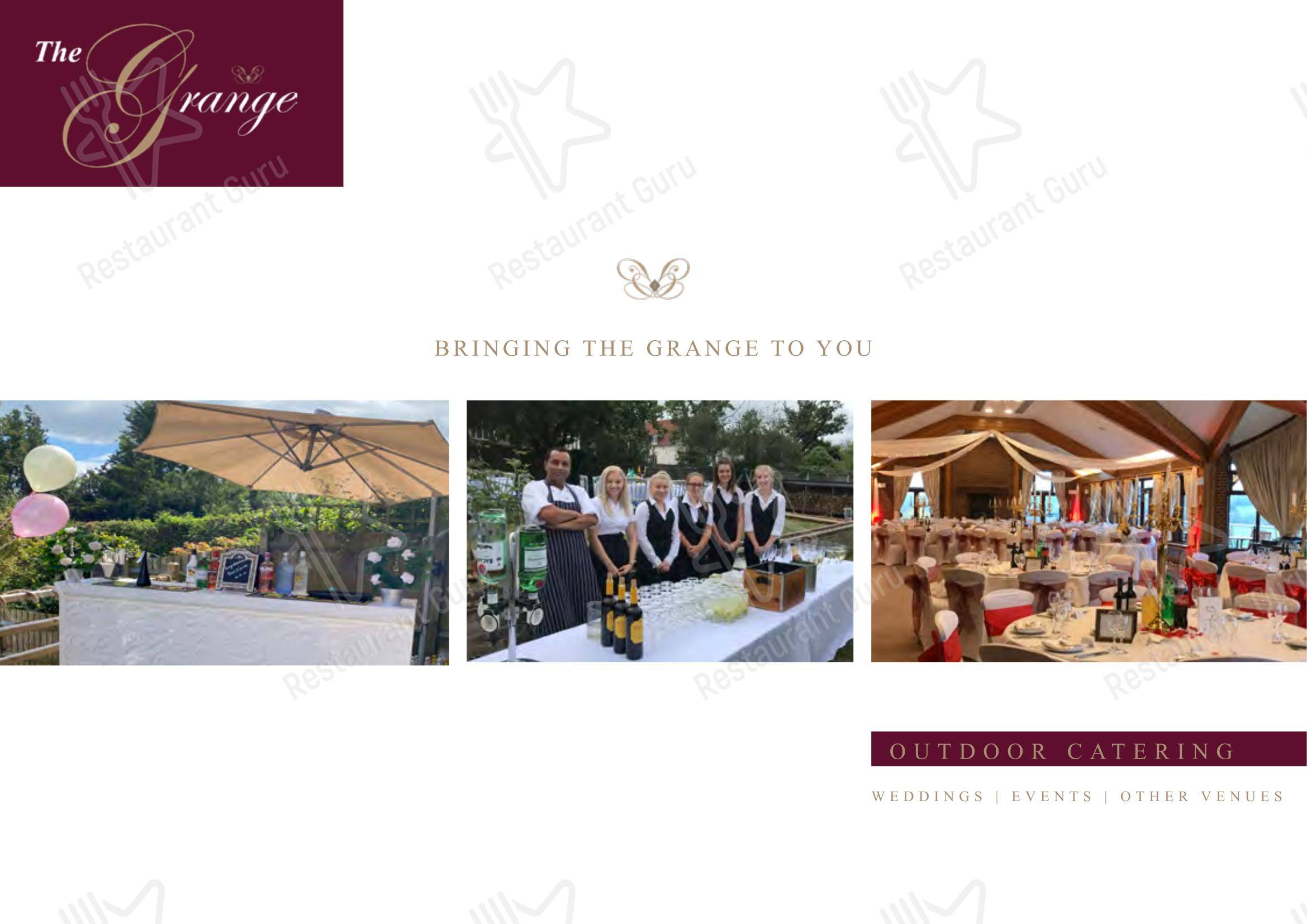 Menu at The Grange Restaurant, Wallington, Beddington Park